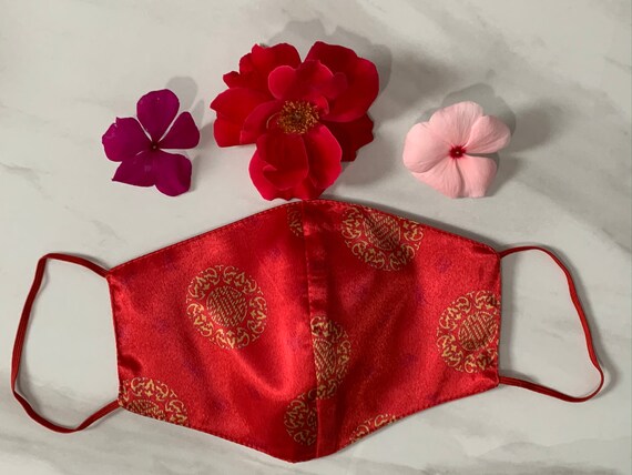 Red Silk Face Mask Green Silk Mask Fancy Colorful | Etsy