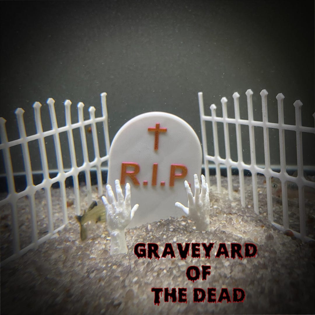 Rise of the Dead, RIP Gravestone Halloween Decoration for Fish Tank ...