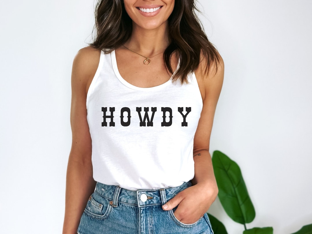 Howdy Tank Top Western Tank Top for Country Music Concert Tank Cowgirl Western Racerback Cowboy ...