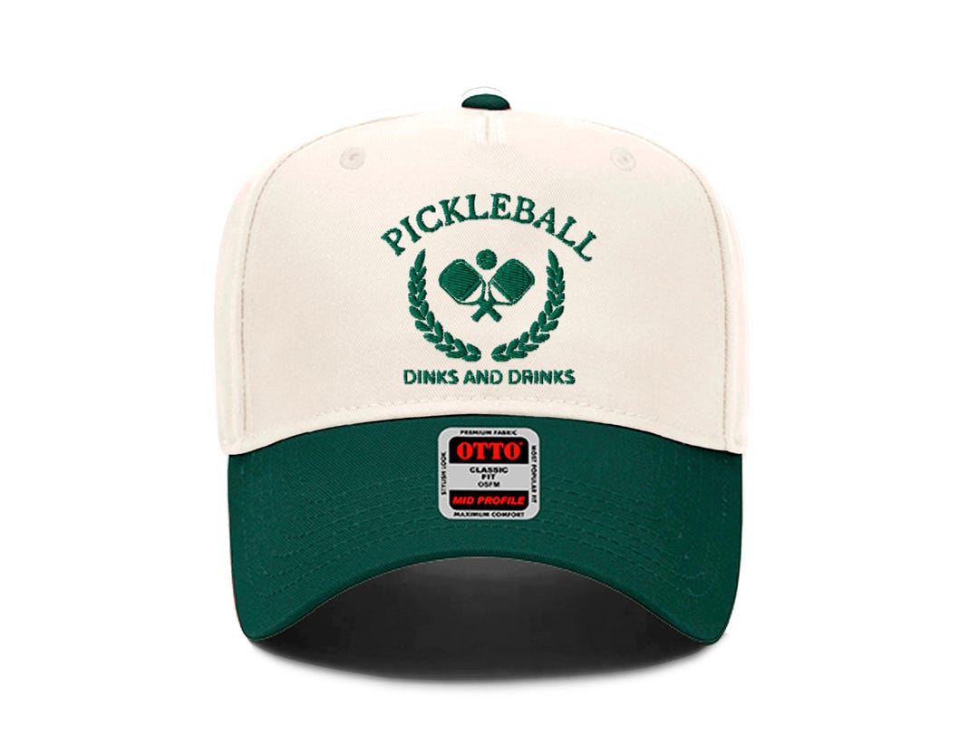 Pickleball Hat Two Tone Green Hat Dinks and Drinks Pickleball Hat Gift ...