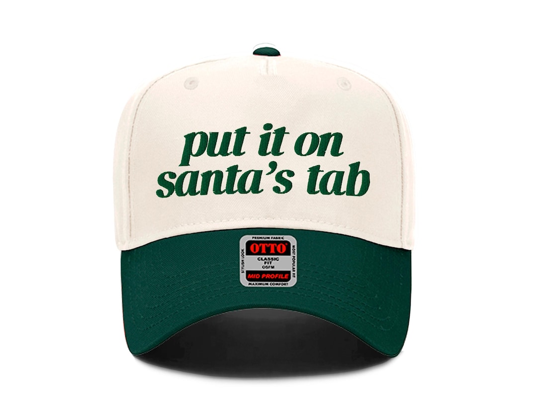 Put It on Santa's Tab Hat Two Tone Santa Hat for Christmas Season Dad's ...