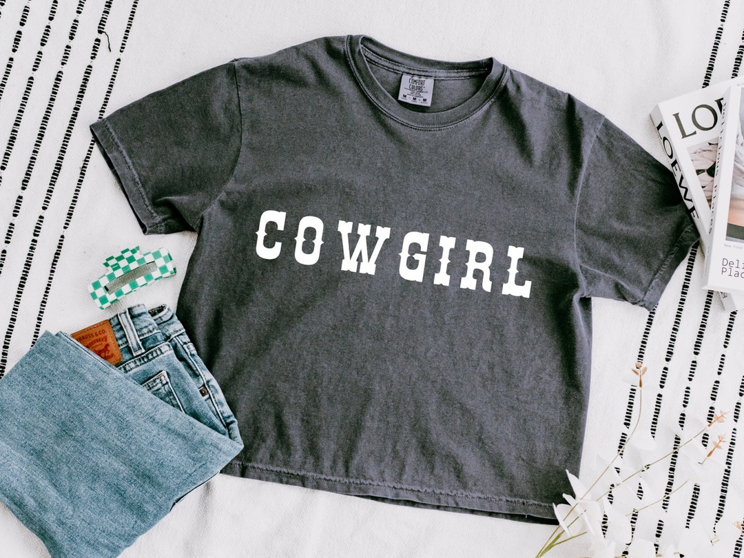 Cowgirl Crop Top Western Boxy Tee Country Music Vintage Shirt Cowgirl ...