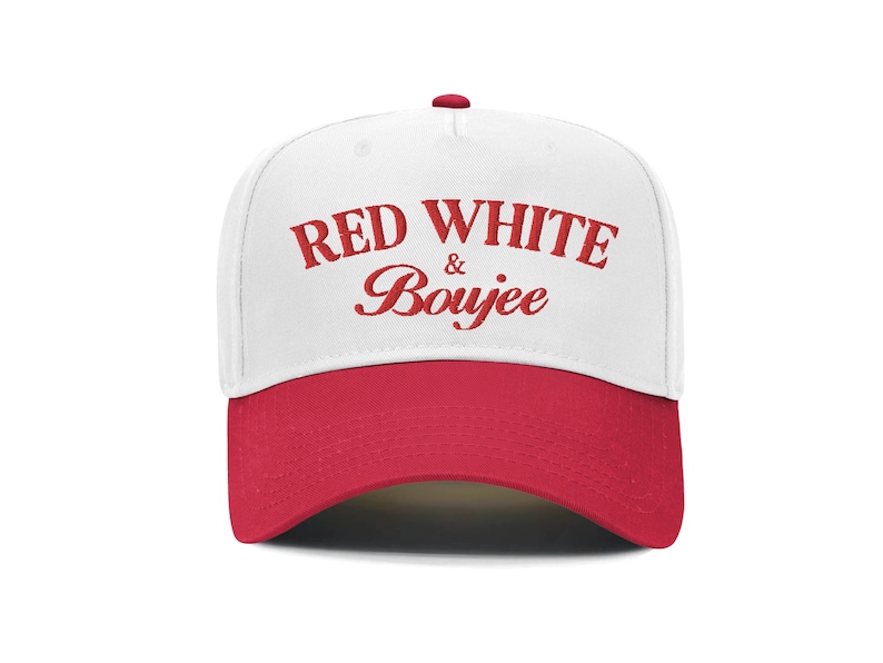 Red White Boujee Hat Two Tone Trucker Hat Red Embroidered Western ...