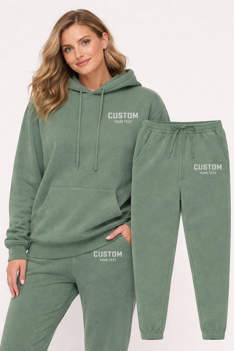 Matching Lounge Set Unisex Embroidered Sweatsuit, Custom Hoodie and ...