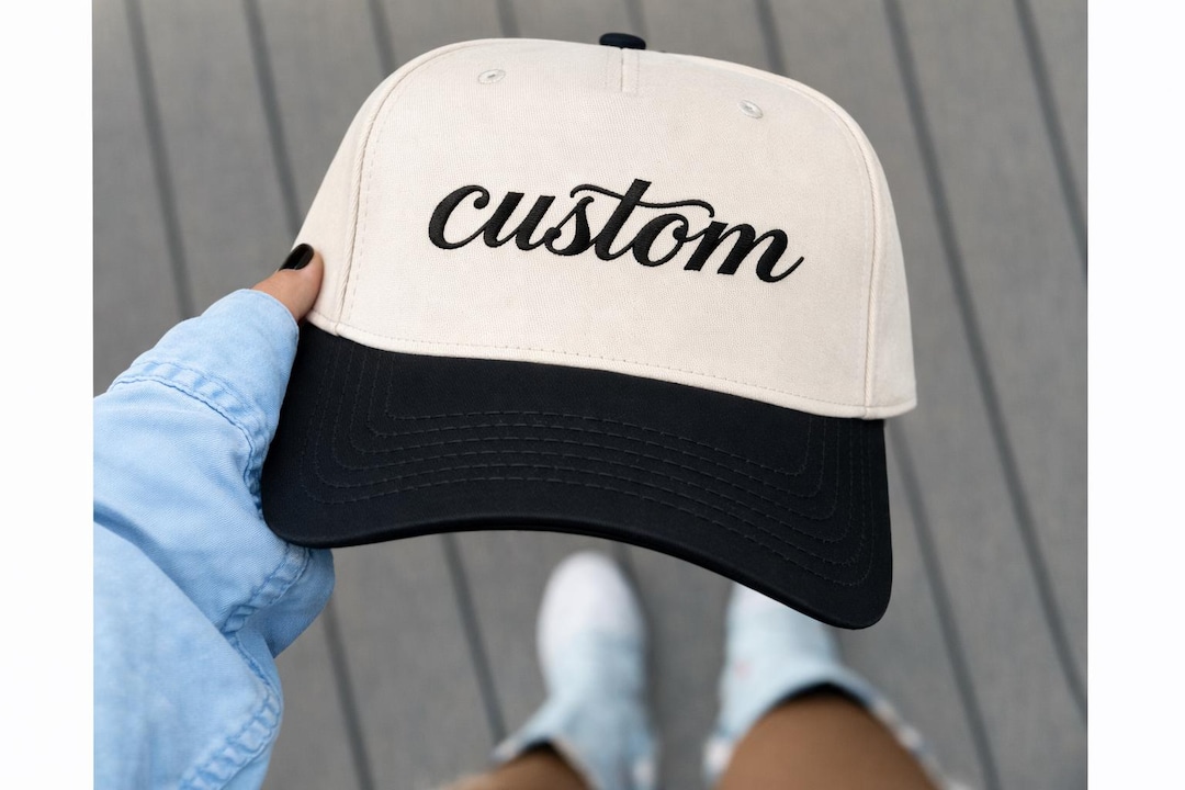 Custom Embroidered Hat Cursive Vintage Trucker Hat, Custom Snapback Hat ...