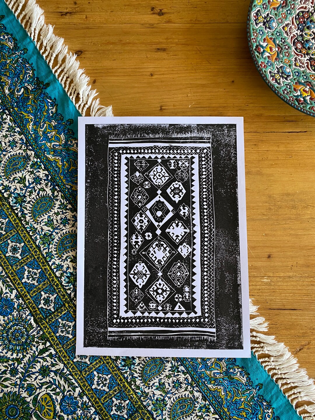 Linocut qilim - Etsy