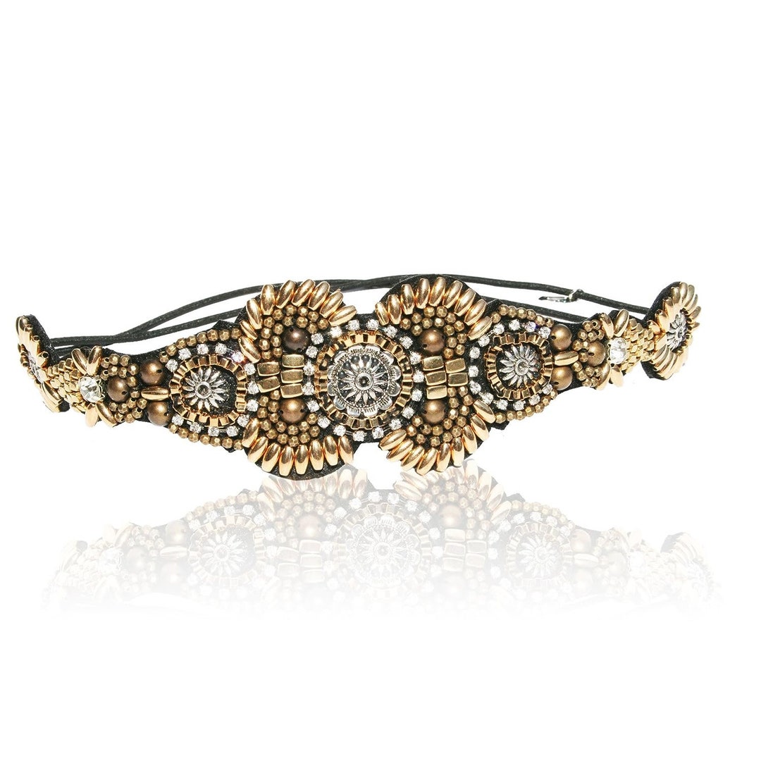 Aztec Gold Rhinestone Beaded Headband and Look Sheet on All the ...