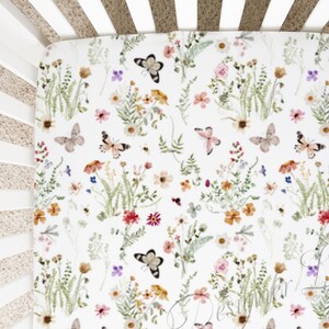 Wildflowers Baby Crib Sheet, Changing Pad Cover, Floral Baby Nursery ...