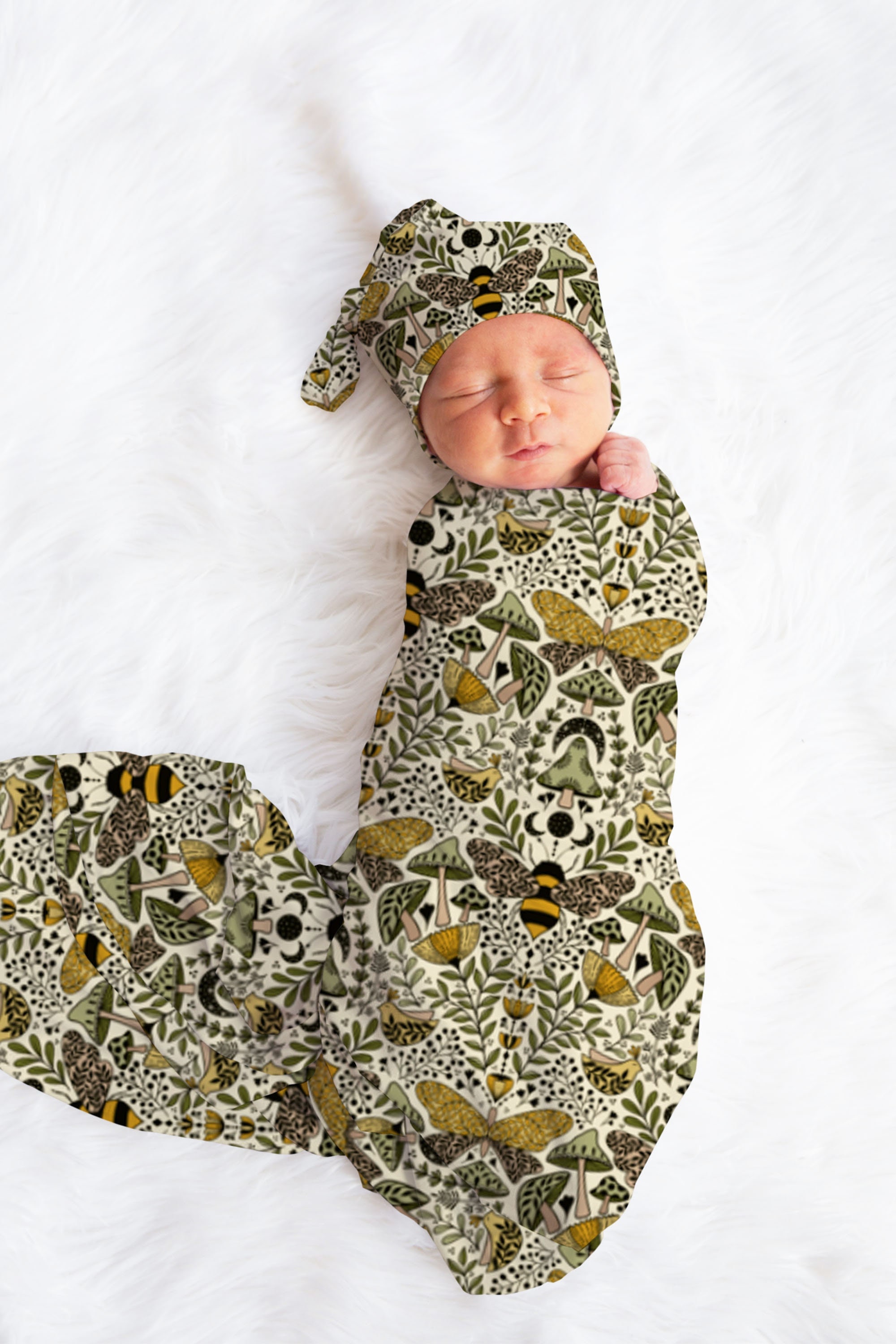 Botanical Swaddle Blanket Bee & Butterfly Newborn Swaddle - Etsy