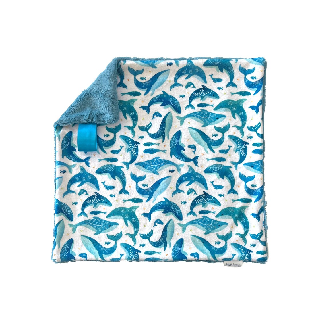 Whales Lovey Blanket, Lovey for Babies, Security Blanket, Personalized ...