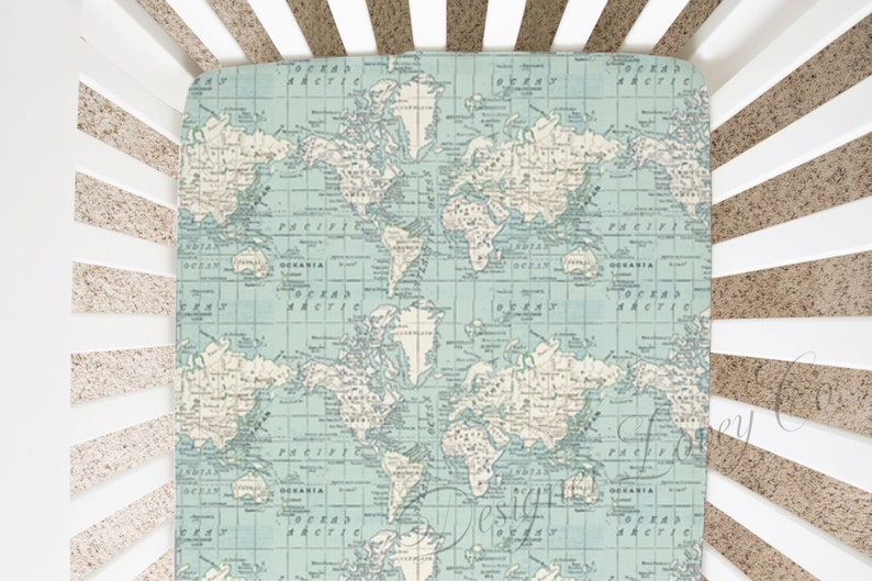 World Map Baby Crib Sheet Maps Changing Pad Cover - Etsy