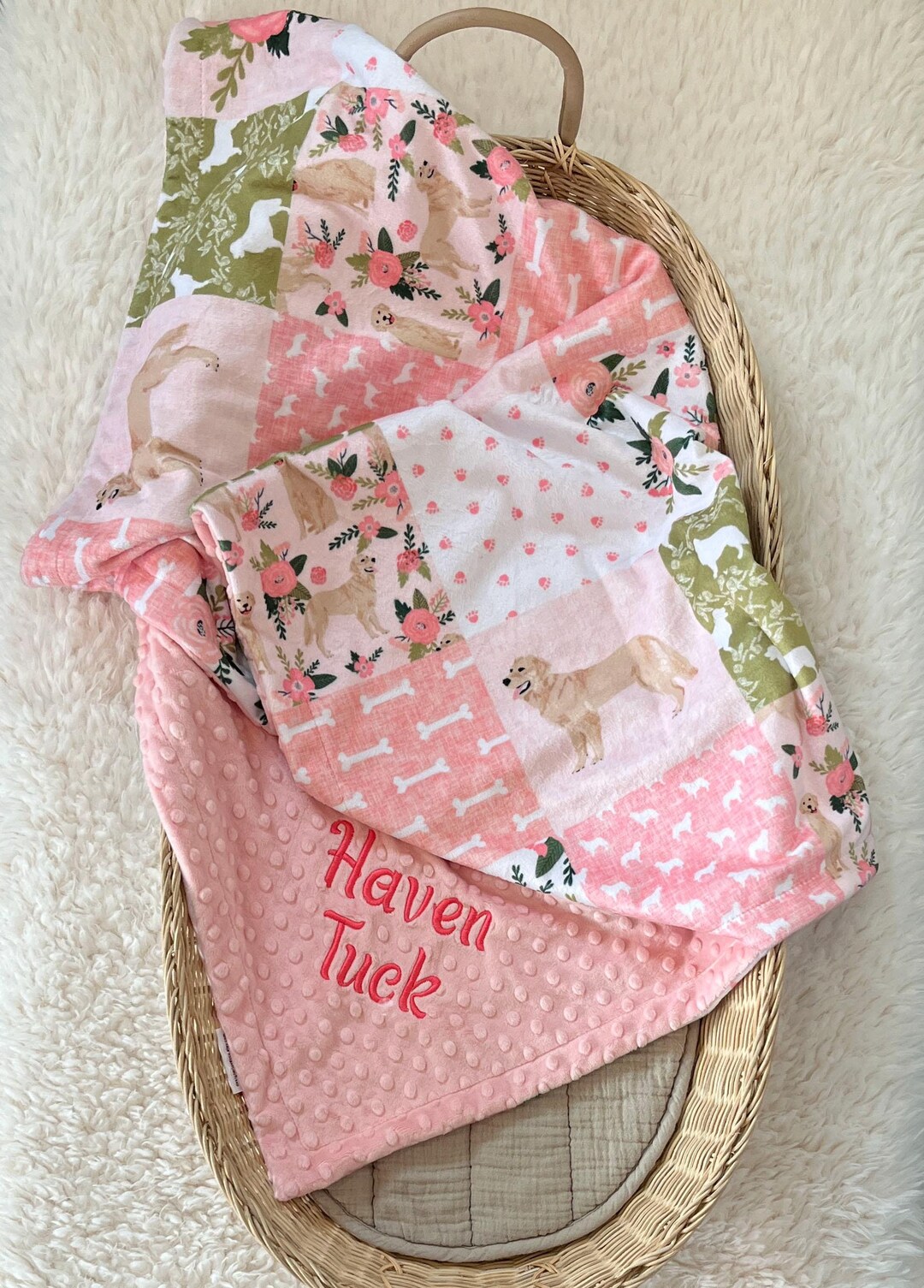 Golden Retriever Baby Blanket - Soft Minky Fabric - Baby Shower Gift - Etsy