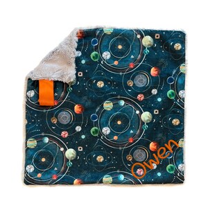 Planets Lovey Blanket, Minky Lovey for Babies, Blue Baby Lovie, Space ...