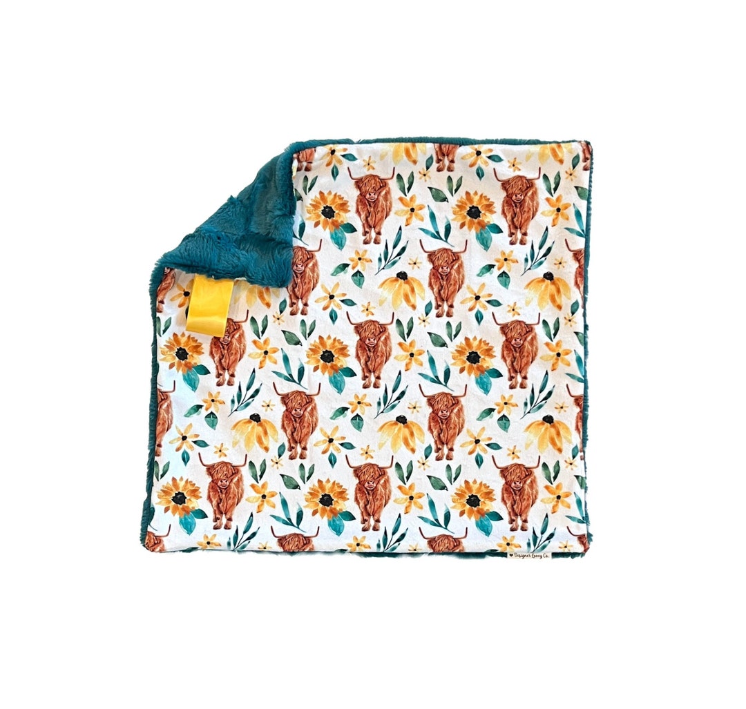 Highland Cow Lovey Blanket, Minky Lovie, Lovey With Name, Security ...