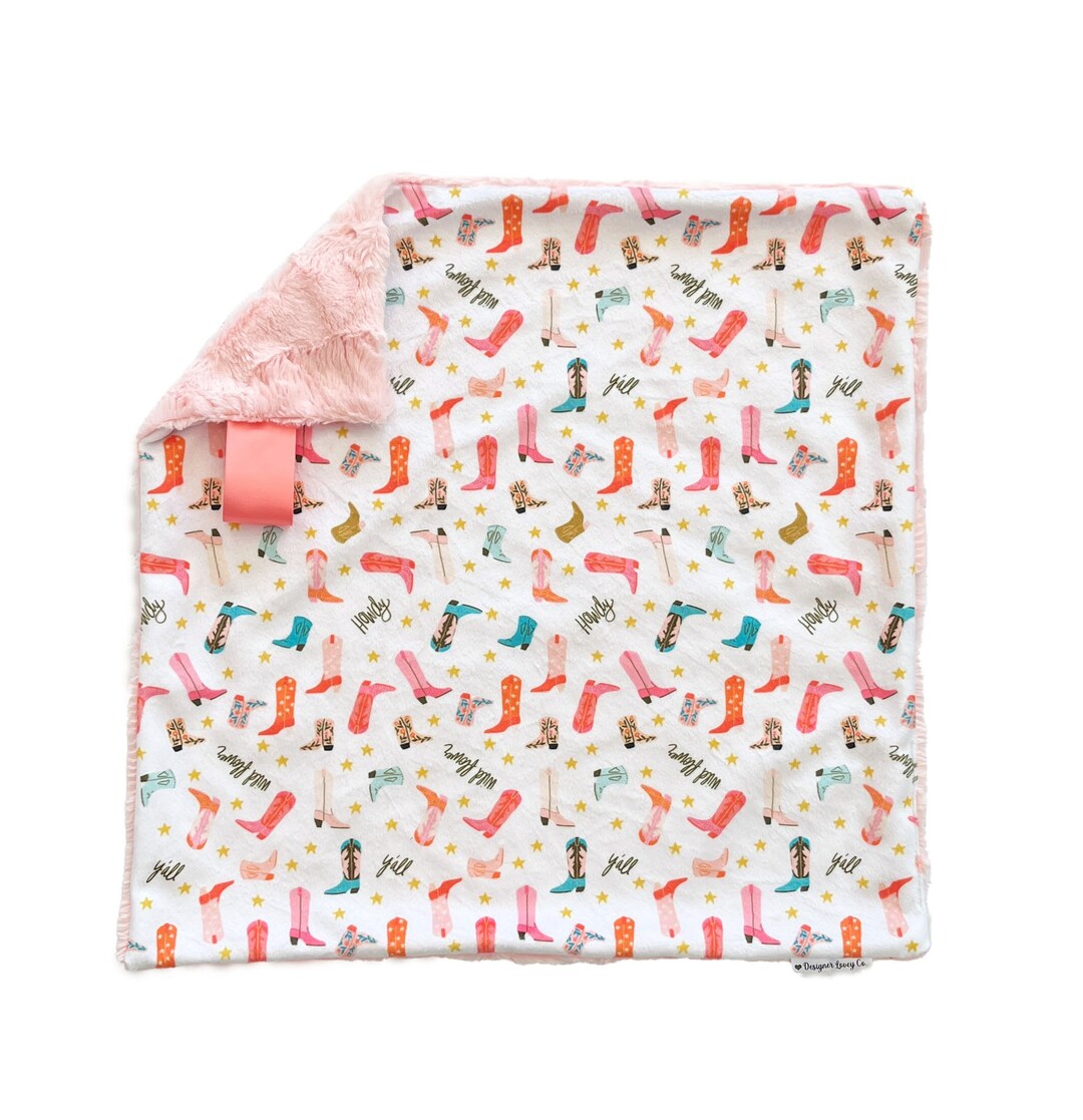 Western Lovey Blanket, Cowgirl Boots Minky Blanket, 17" Security ...