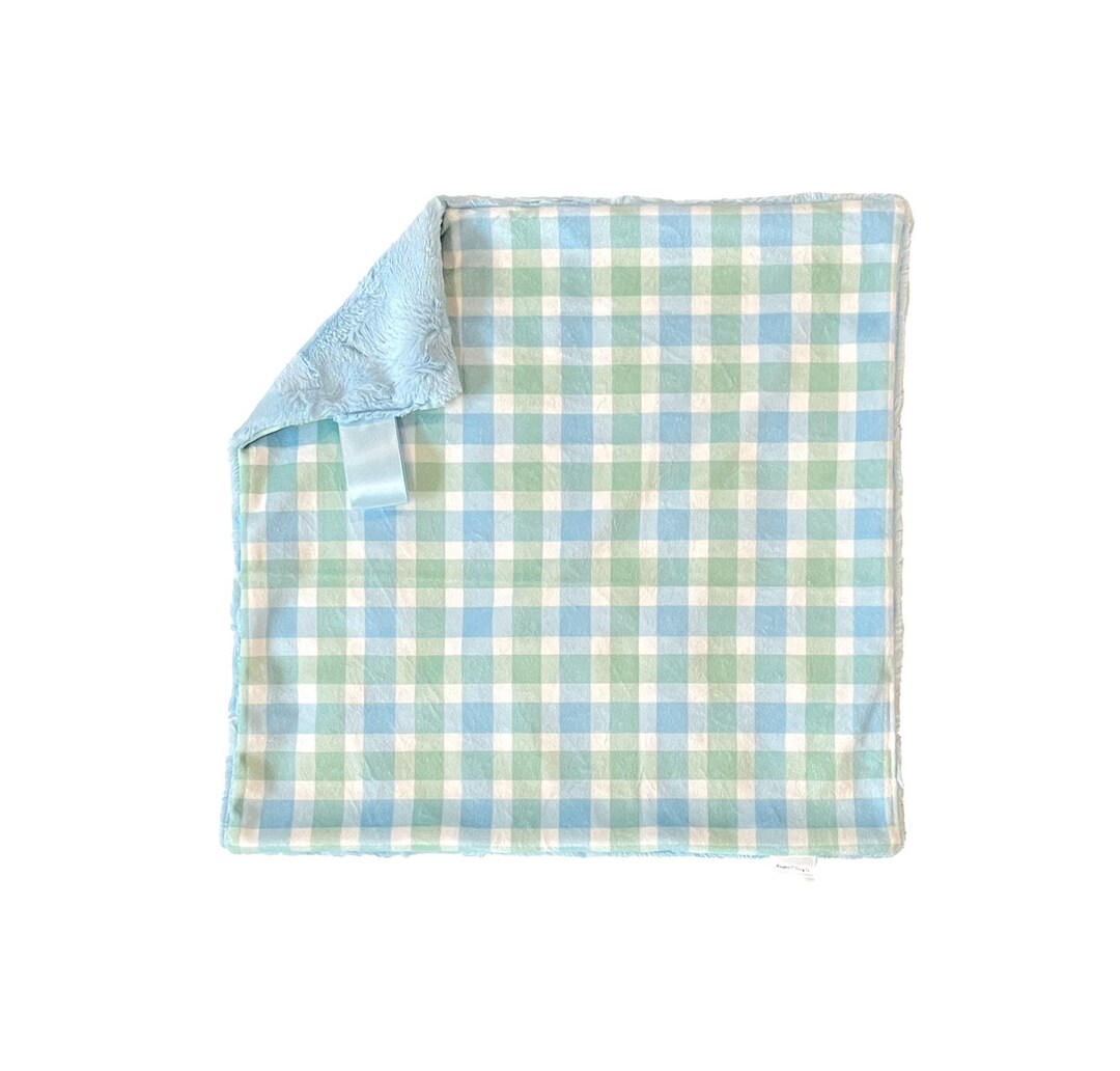 Plaid Lovey Blanket, Minky Lovey for Babies, Blue/green Plaid Baby ...
