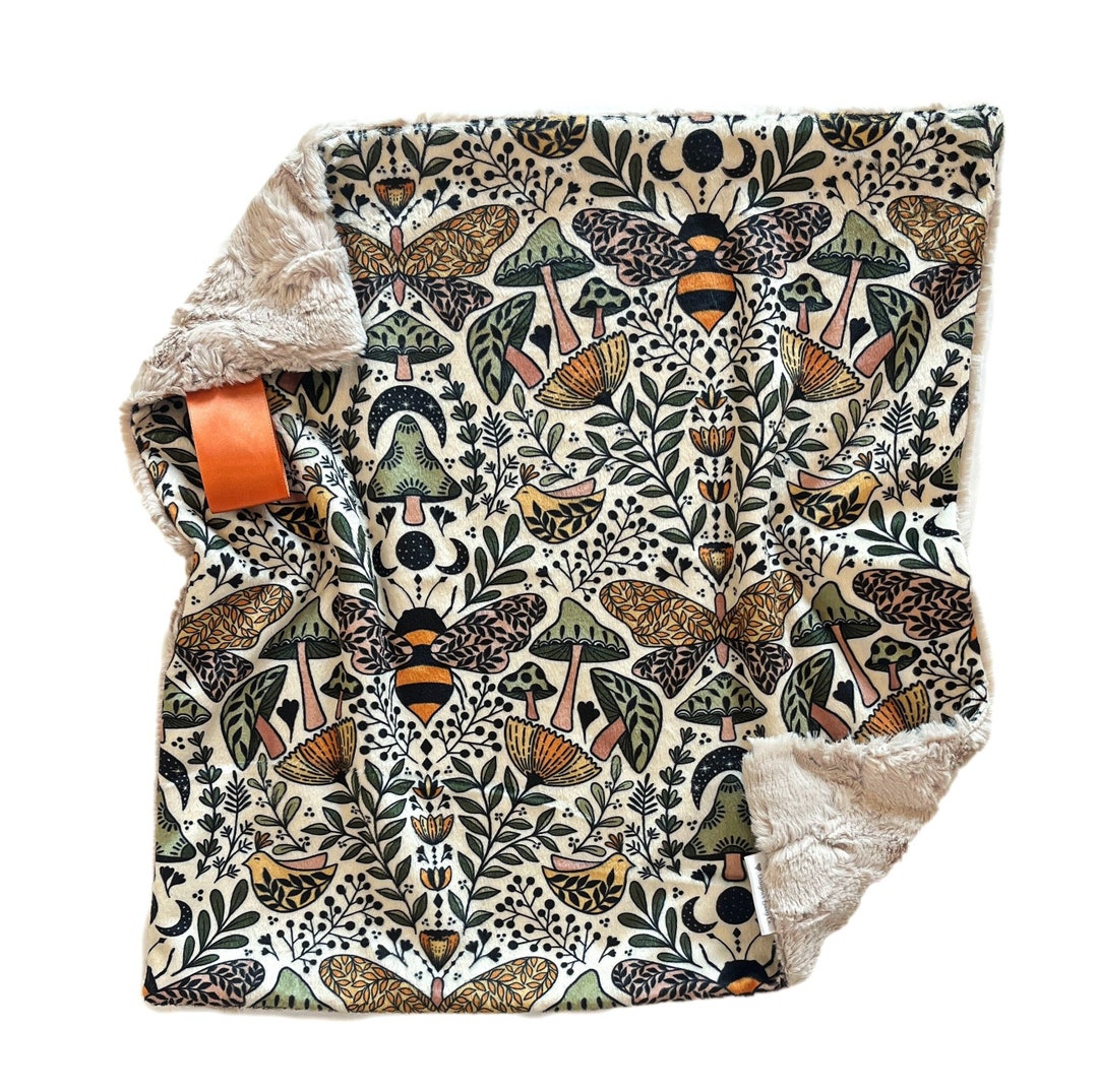 Botanical Bees Lovey Blanket, Minky Lovie, Moths & Moons, Folk Art Baby ...