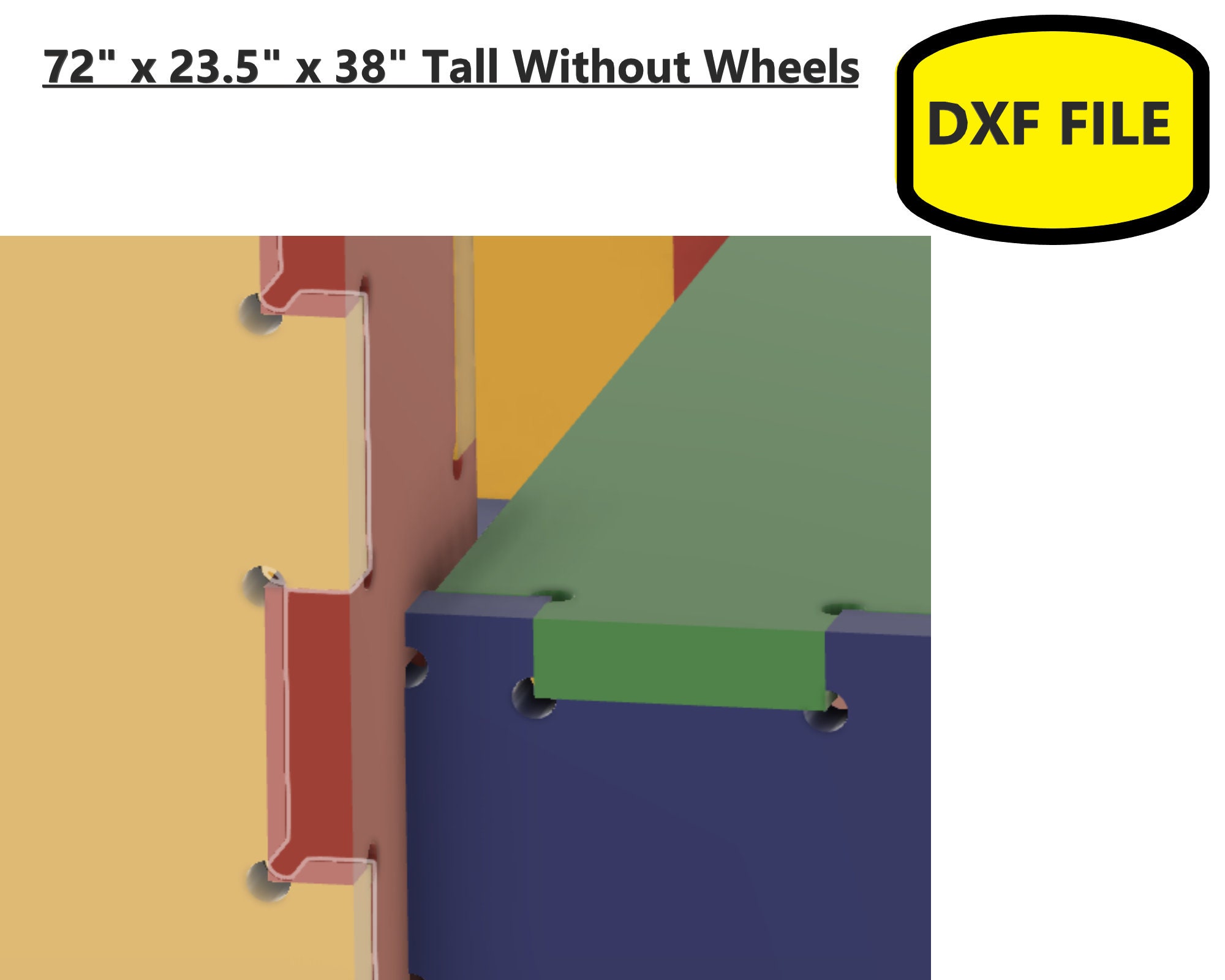 Work Table Dxf Files, 72 X 23.5 X 38 Tall, Cnc Dxf Shop File for ...
