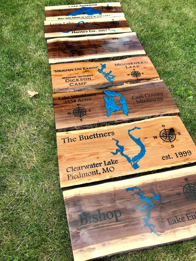 Lake Sign Lake Wall Art Completely Customizable Any Lake - Etsy