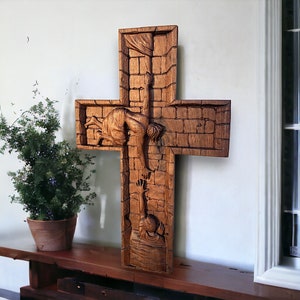 Wood Cross Decor, Solid Walnut Wood Cross 16x10x1. Highly Detailed ...
