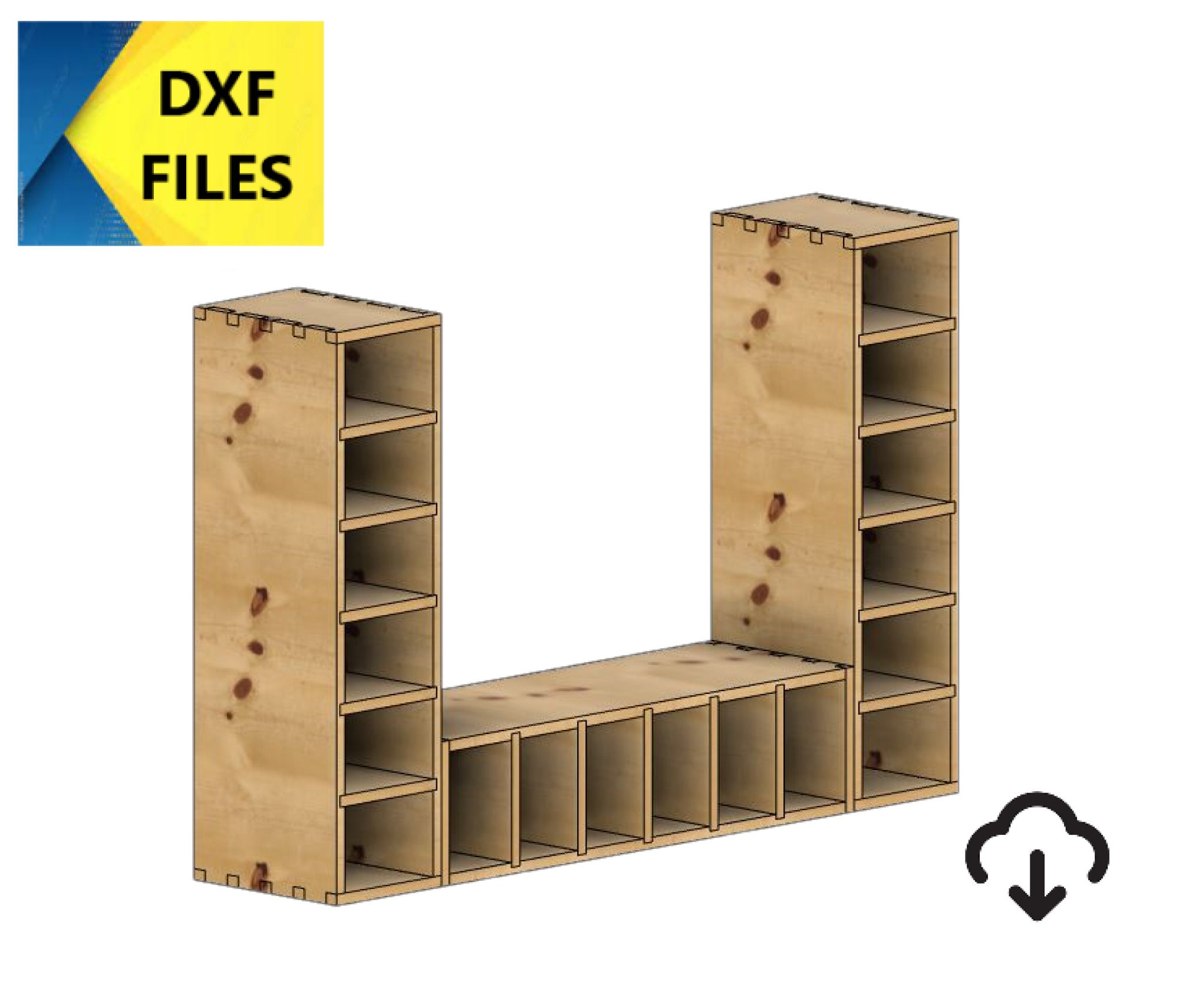 Cnc Dxf File, Dxf File Shoe Locker, Cnc Furniture Cut Files, Book Shelf ...