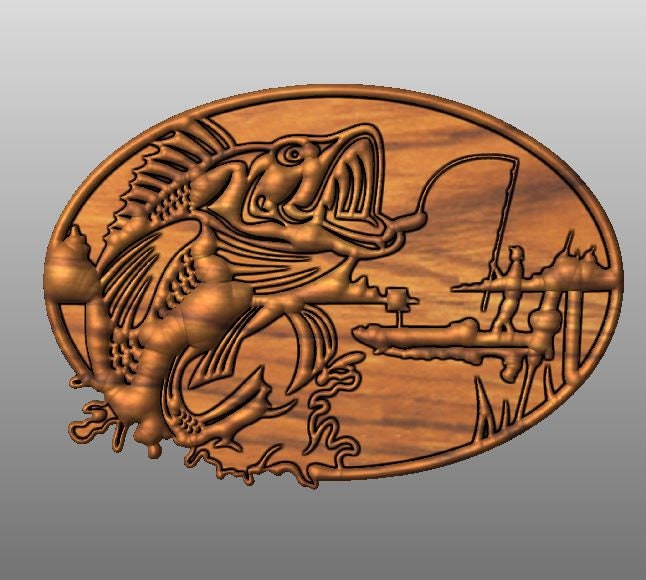 Bass Fishing Stl File, 3d Rendering, Cnc Cut Files, Digital Download - Etsy