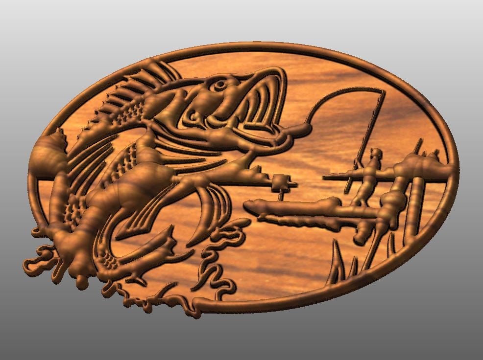 Bass Fishing Stl File, 3d Rendering, Cnc Cut Files, Digital Download - Etsy
