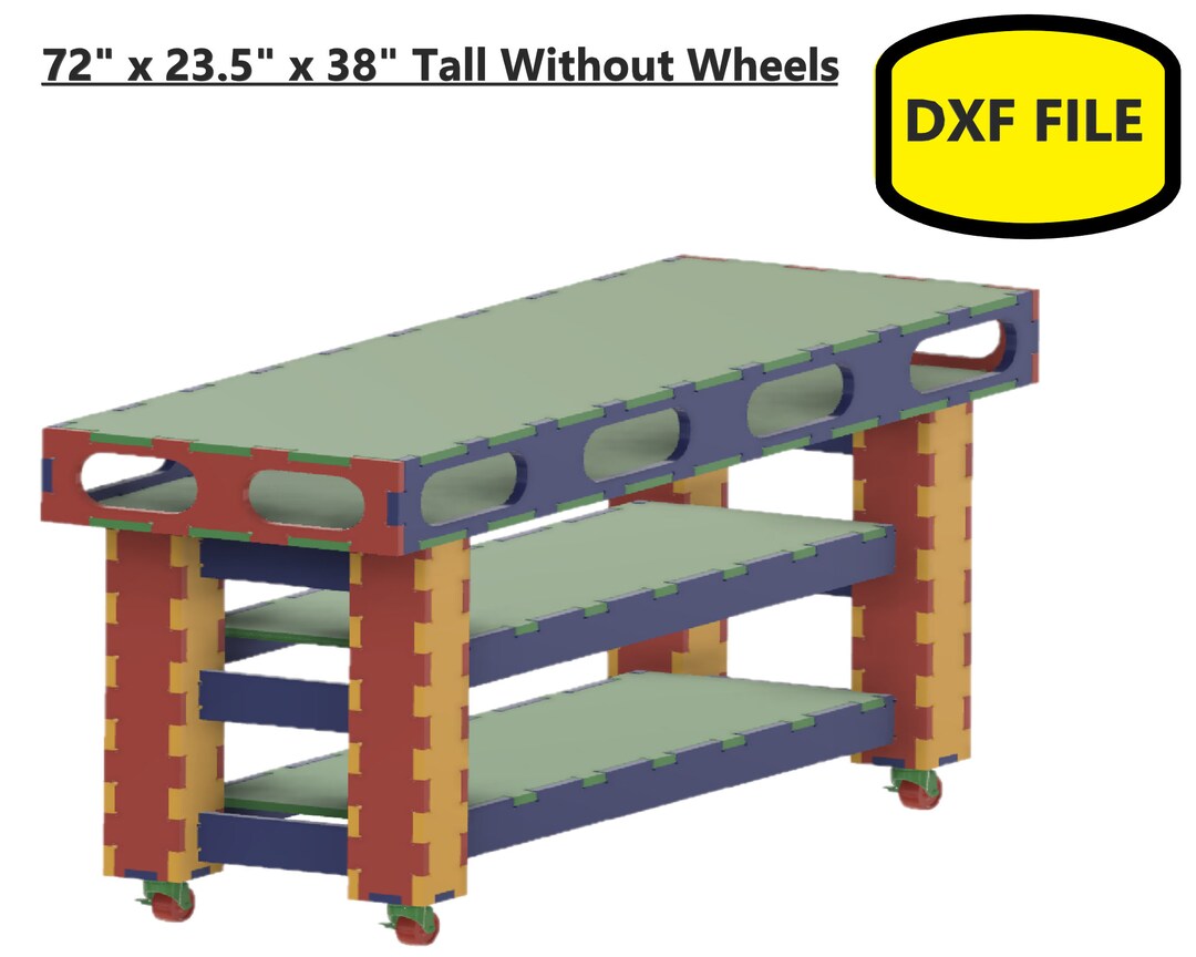 Work Table Dxf Files, 72" X 23.5" X 38" Tall, Cnc Dxf Shop File for ...