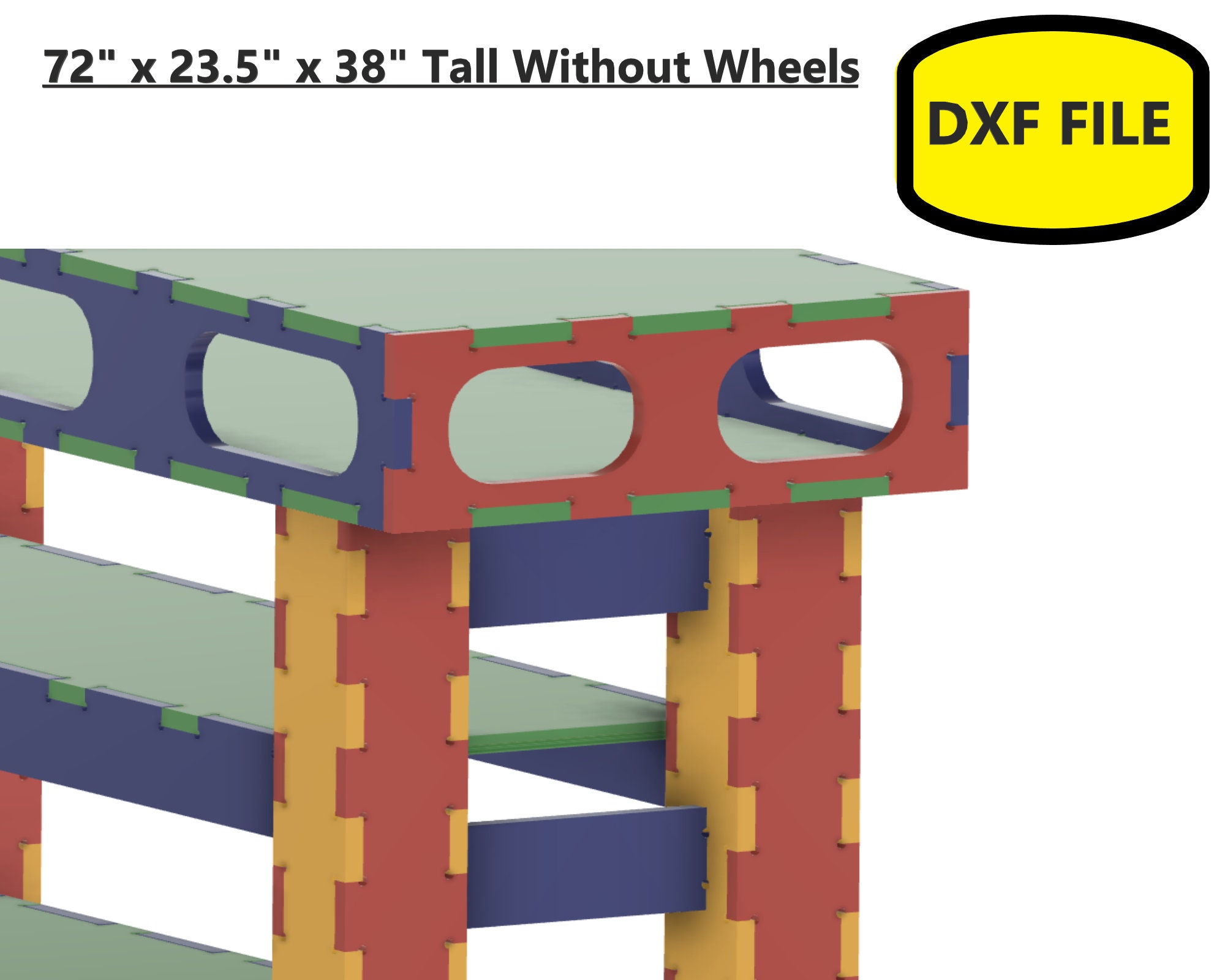 Work Table Dxf Files, 72 X 23.5 X 38 Tall, Cnc Dxf Shop File for ...