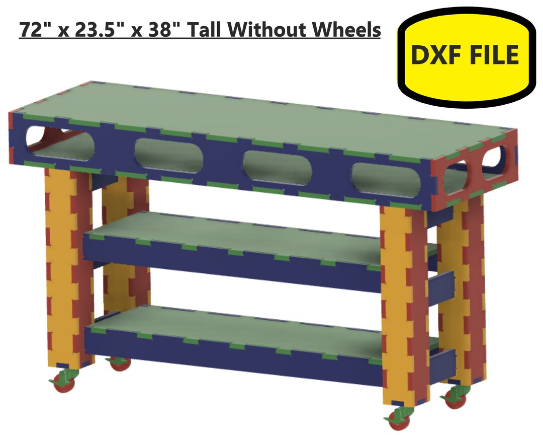 Work Table Dxf Files, 72" X 23.5" X 38" Tall, Cnc Dxf Shop File for ...