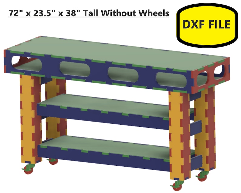 Work Table Dxf Files, 72" X 23.5" X 38" Tall, Cnc Dxf Shop File for ...