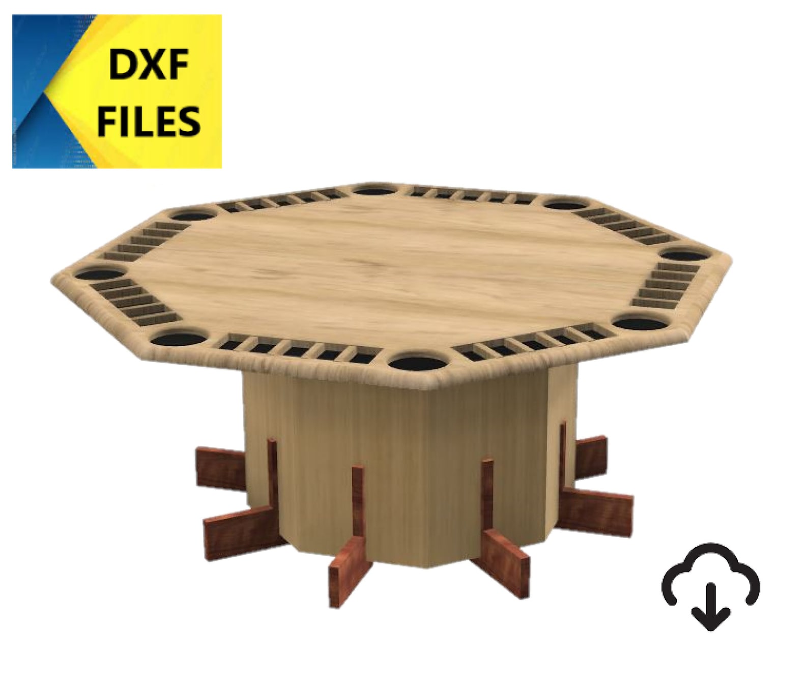 Poker Table Dxf File, Dxf Poker Table, Dxf Table Cnc Cutting Files for ...
