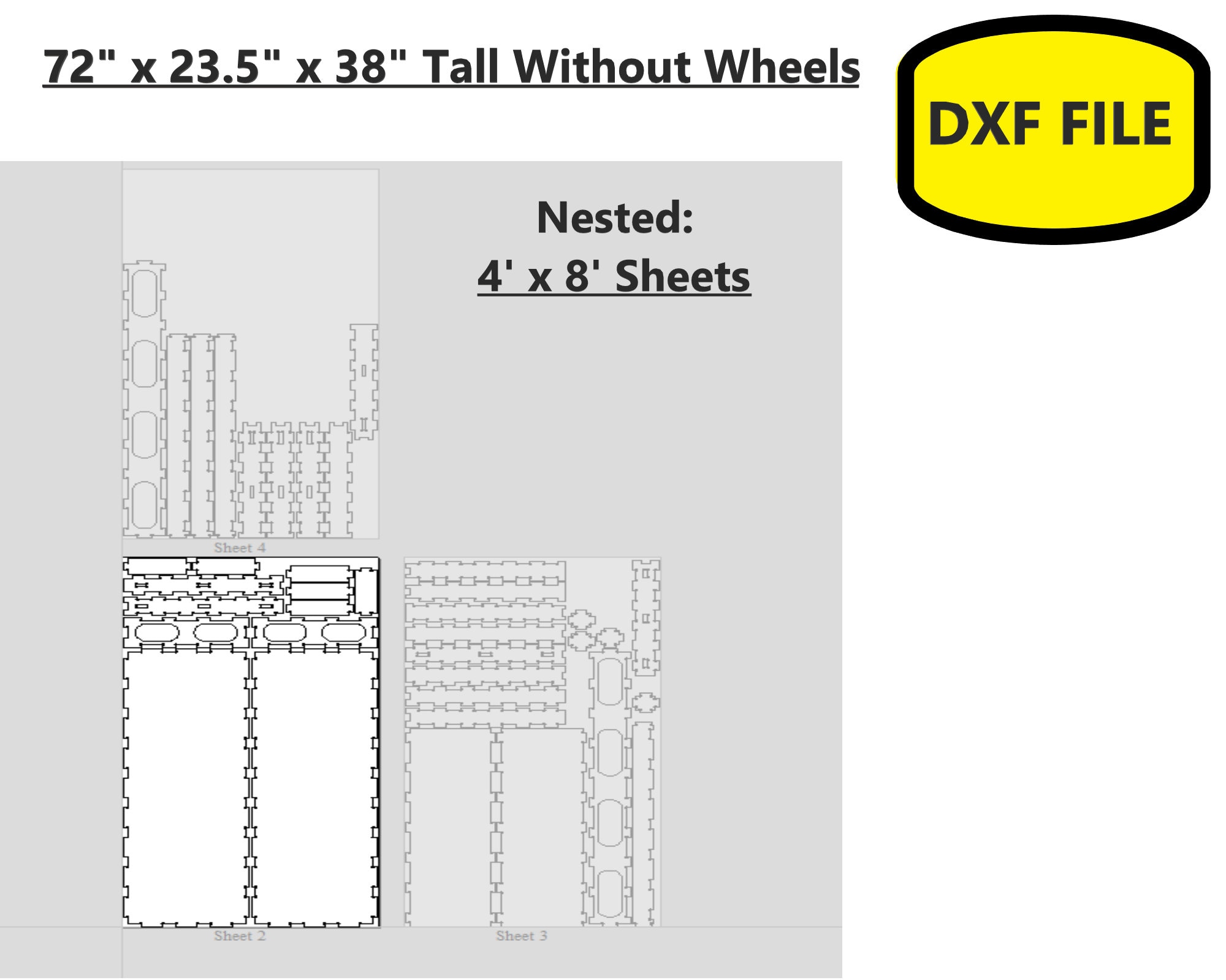 Work Table Dxf Files, 72 X 23.5 X 38 Tall, Cnc Dxf Shop File for ...