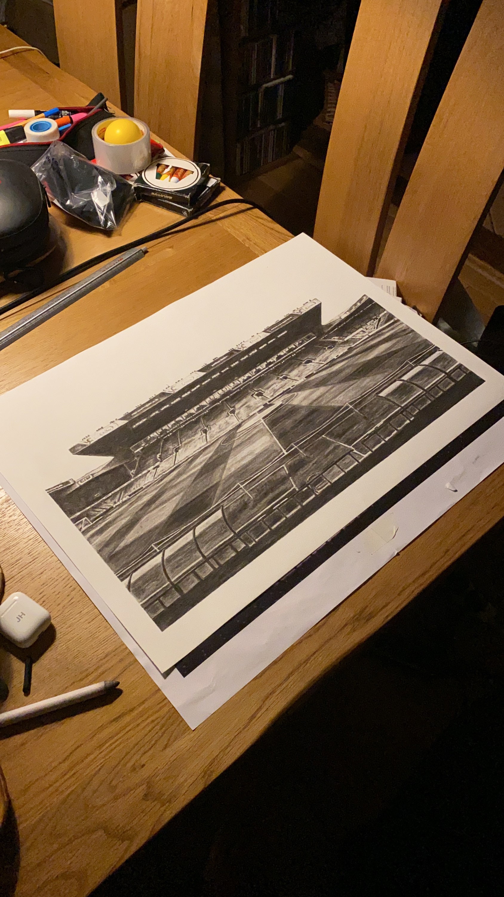 Elland Road - A1 / A2 / A3 Print of an Original Drawing - Charcoal ...
