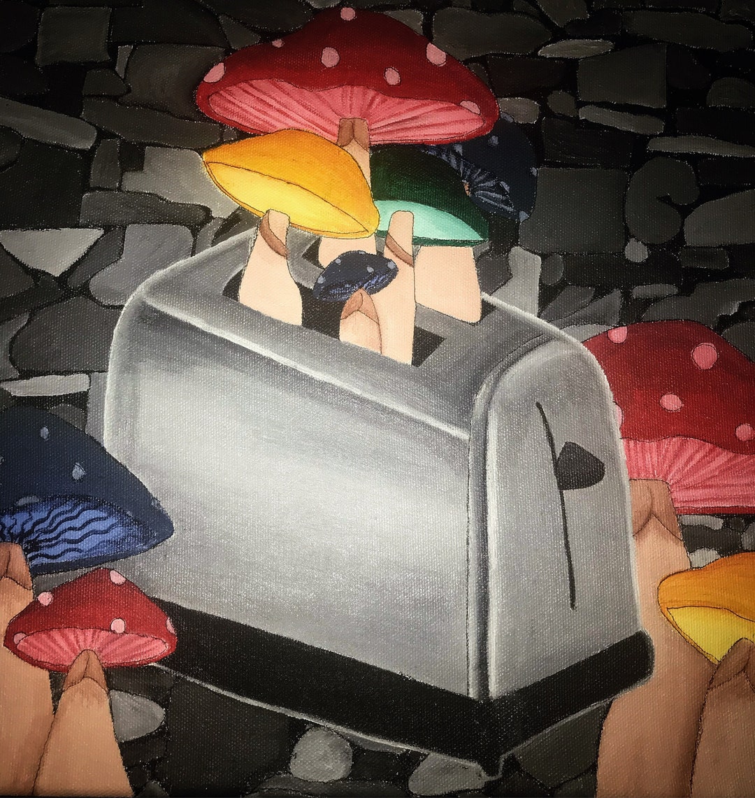 Toasty Shrooms - Original Canvas Painting - Etsy