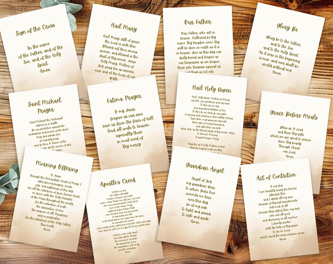 Catholic Prayer Card Bundle: RCIA OCIA Adult and Kids' First Prayers ...