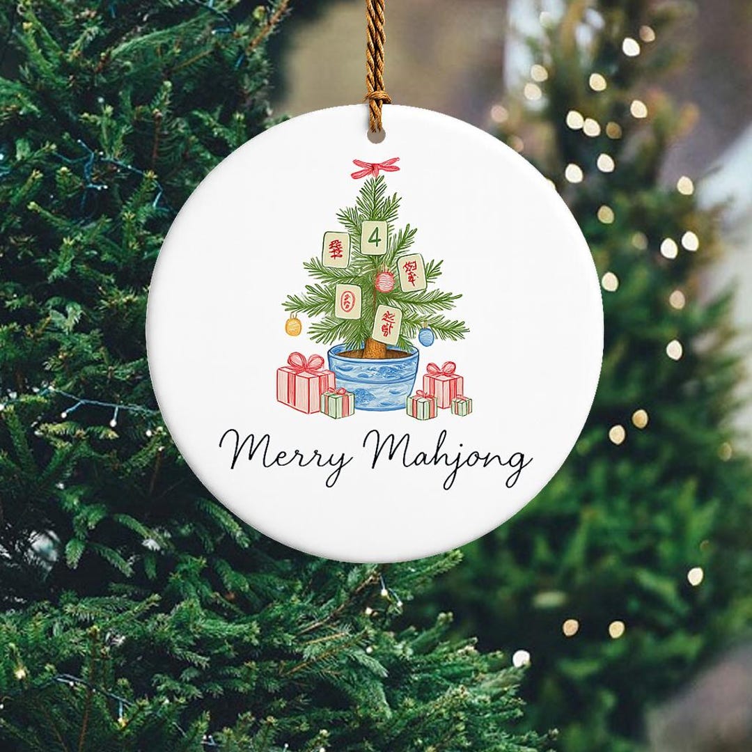 Merry Mahjong Ornament Mahjong Christmas Ornaments Mahjong Chinoiserie ...