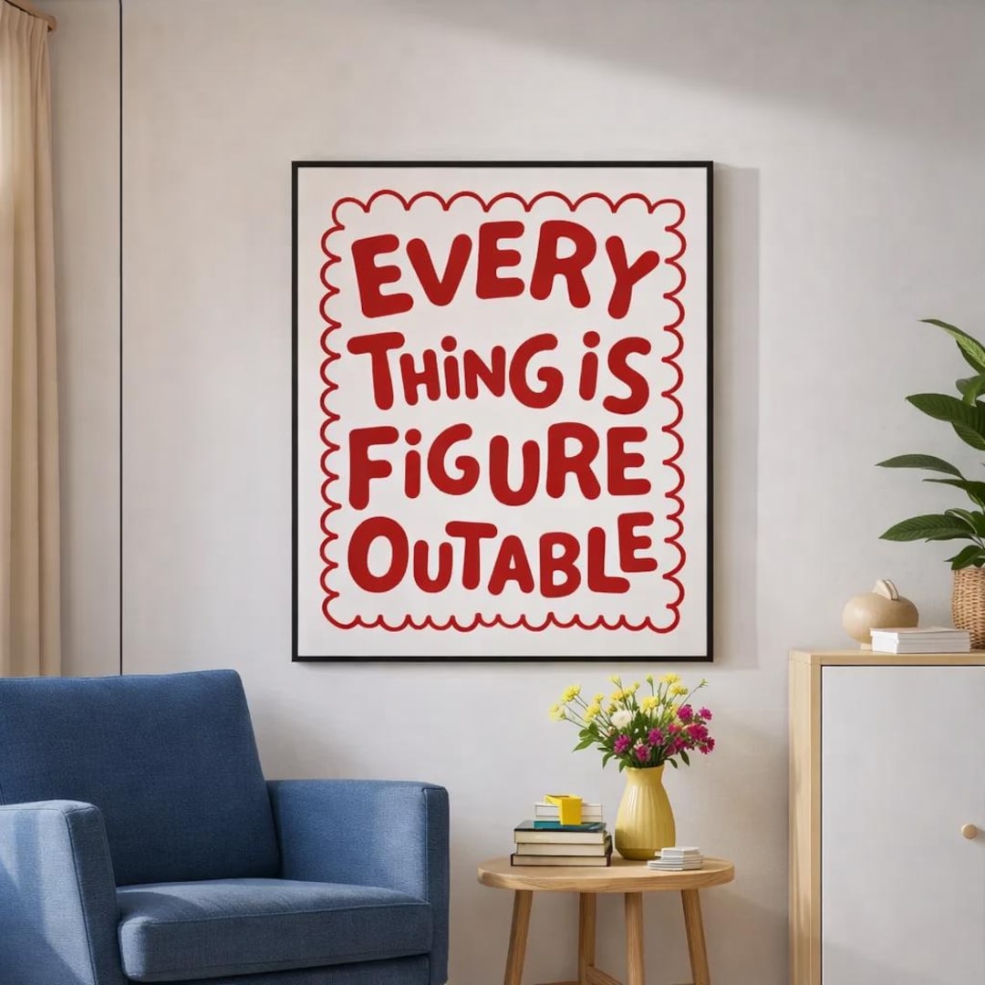 Everything is Figureoutable Wall Art, Motivational Quote Print, Modern ...