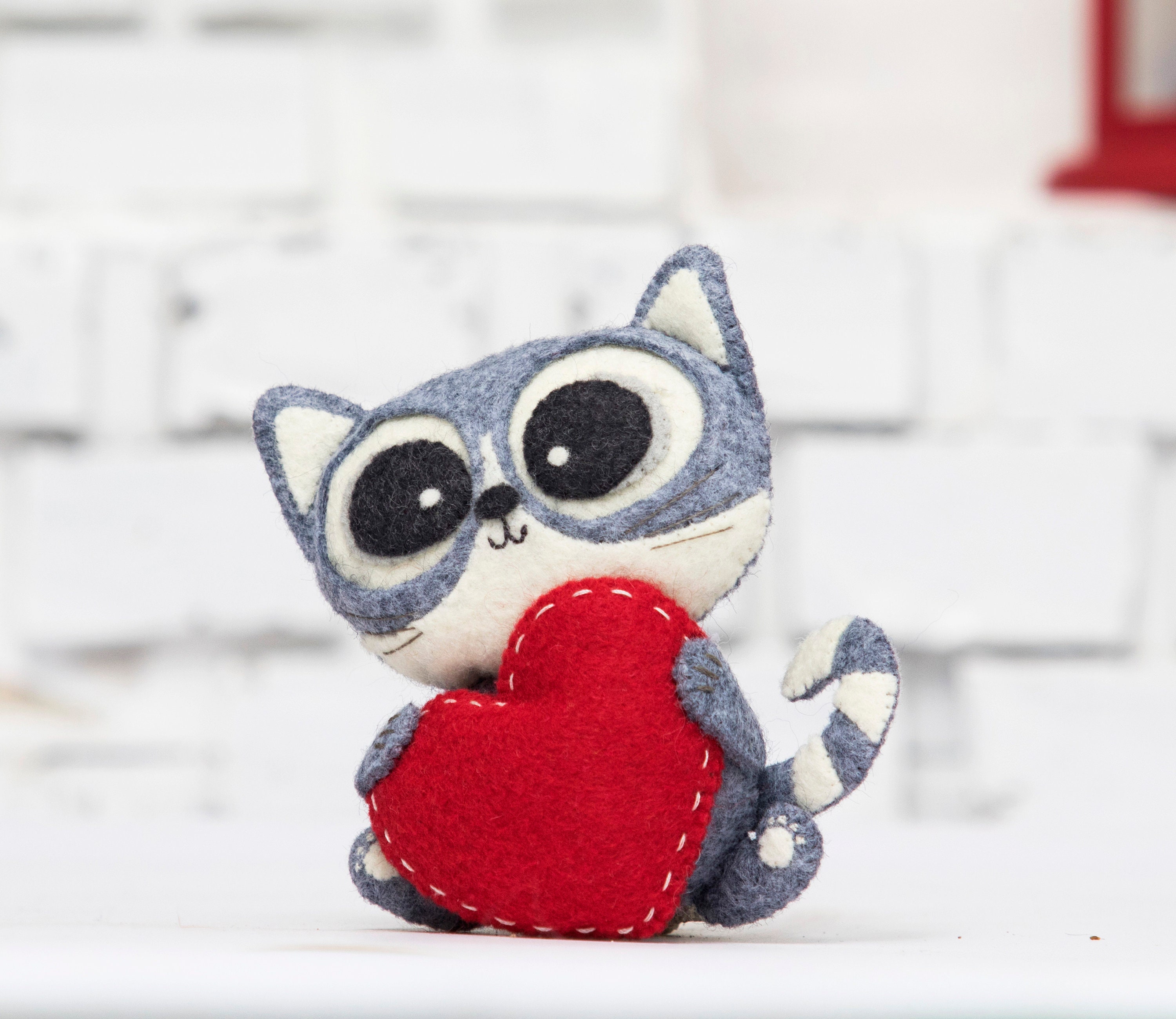 Felt Cat Valentines Day Sewing Pattern Toy DIY PDF Pattern - Etsy