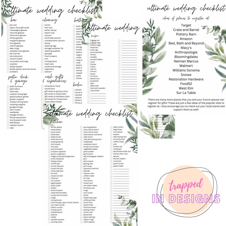 Ultimate Wedding Registry Checklist, Printable Wedding Registry ...