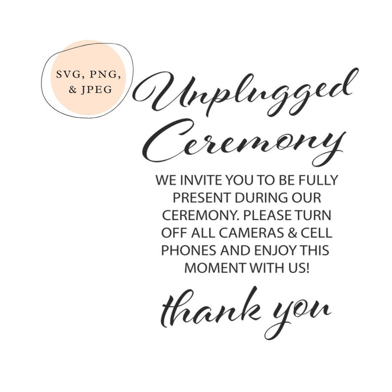 Unplugged Ceremony Wedding Sign- Diy Wedding Signs- Instant Download ...