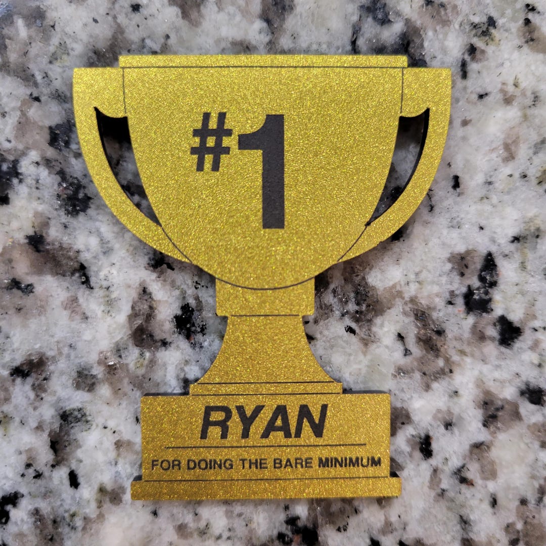 Personalized Snarky Gold Trophy Fridge Magnet | #1 for Doing the Bare ...