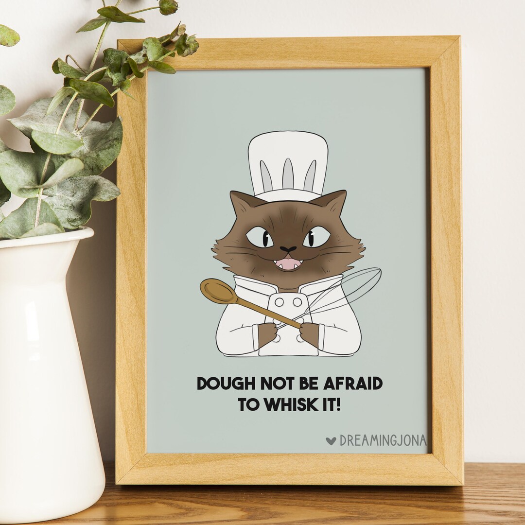 Silly Chef Cat Art Print Kitchen Decor Funny Baker Cat Lover Gift - Etsy