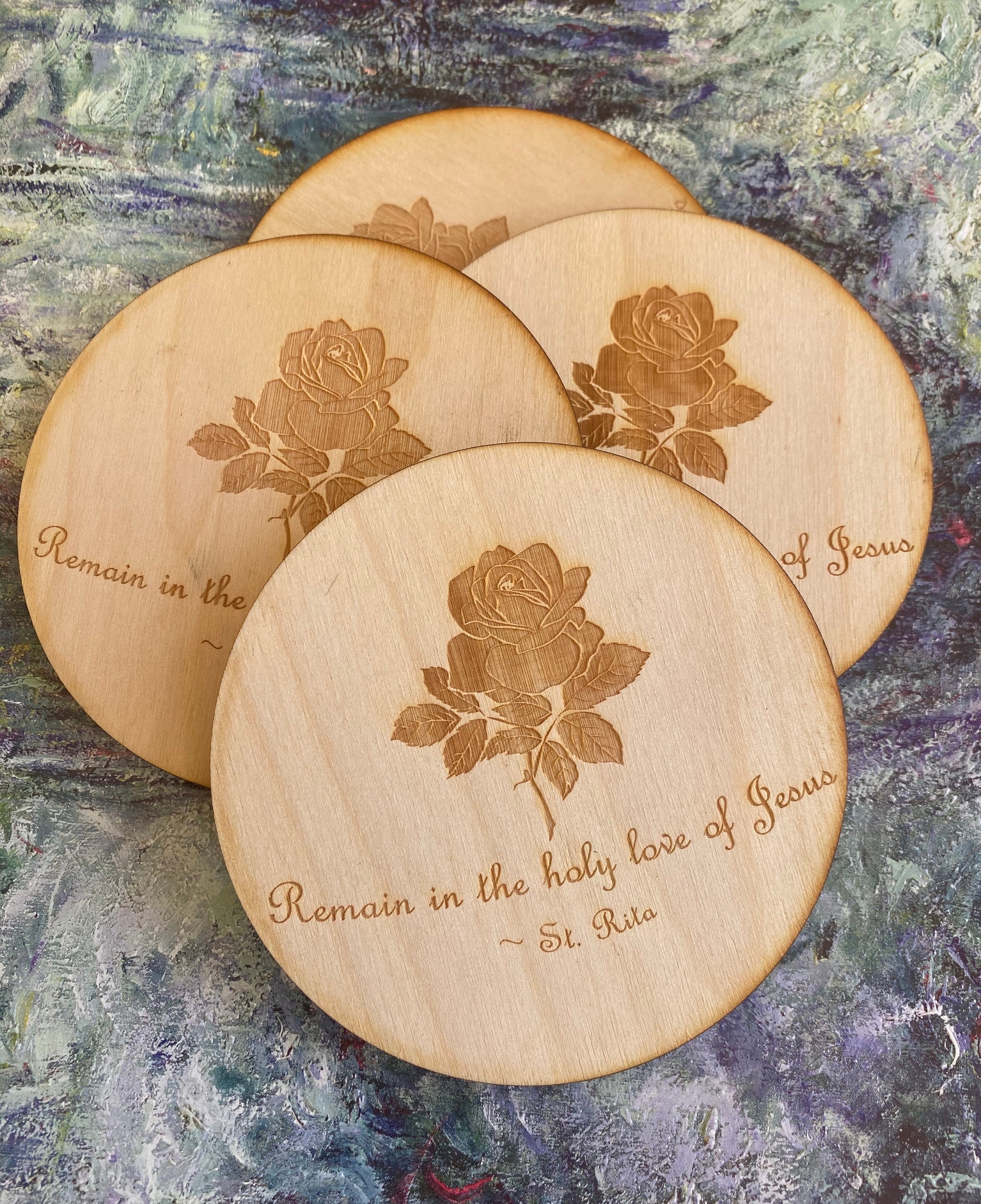 St. Rita Coasters, Rose Coaster, Jesus Coaster, Christian Coaster ...