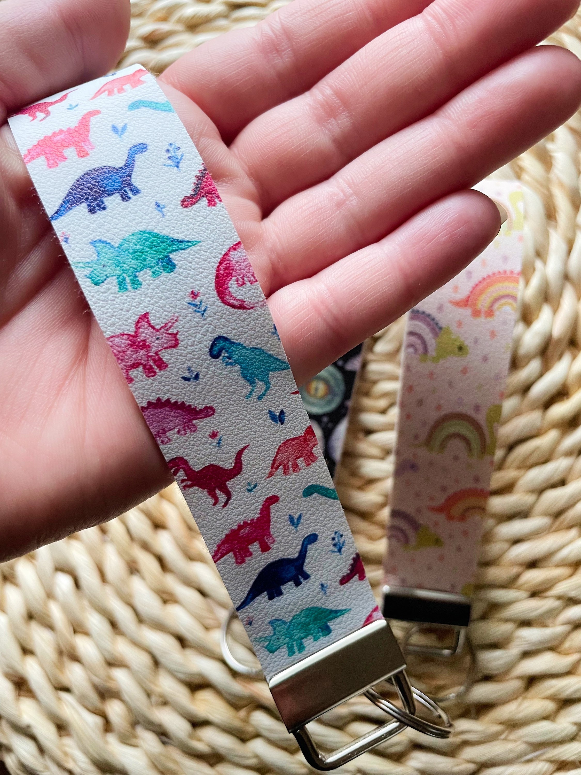 Dinosaur Keychains Custom Leather Gift Rainbow Keychain - Etsy