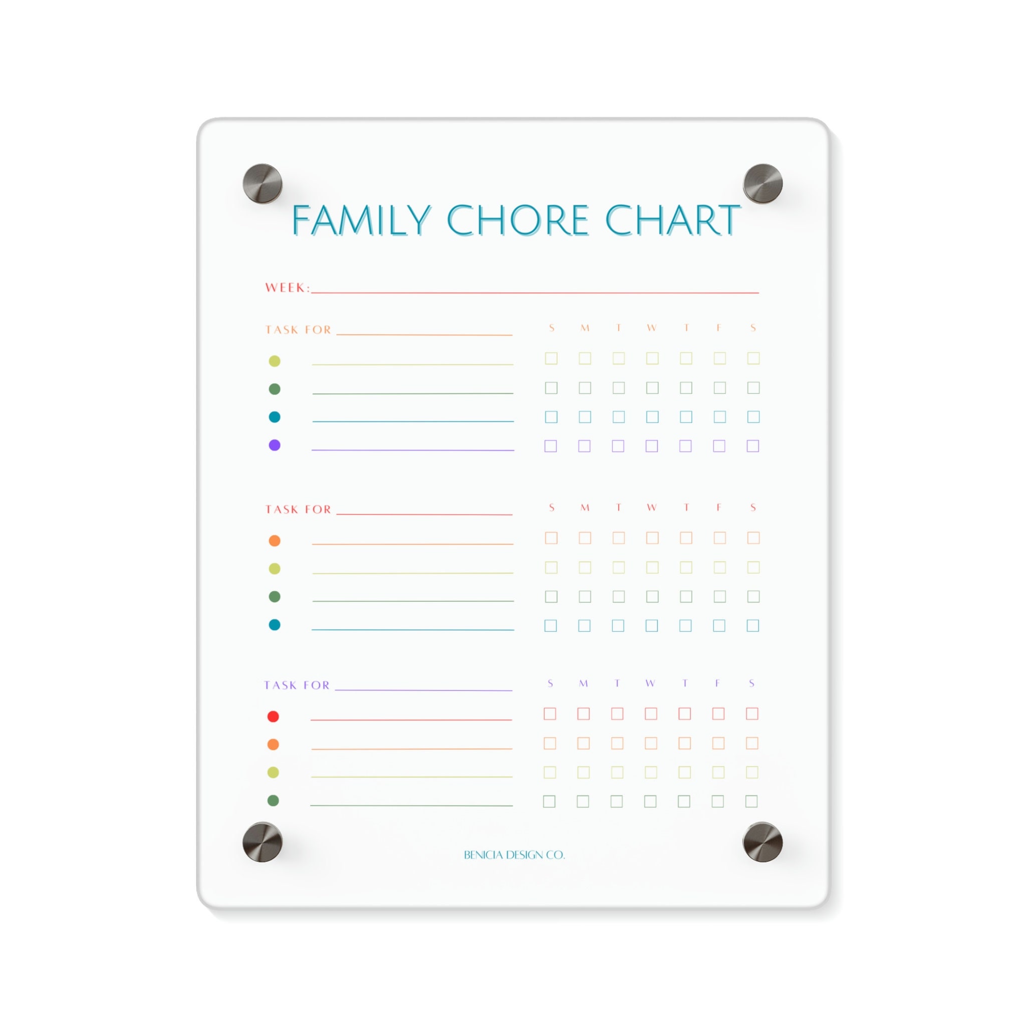 Family Chore Chart Acrylic Wall Panel Available in Sizes 8x10 & 11x14 ...