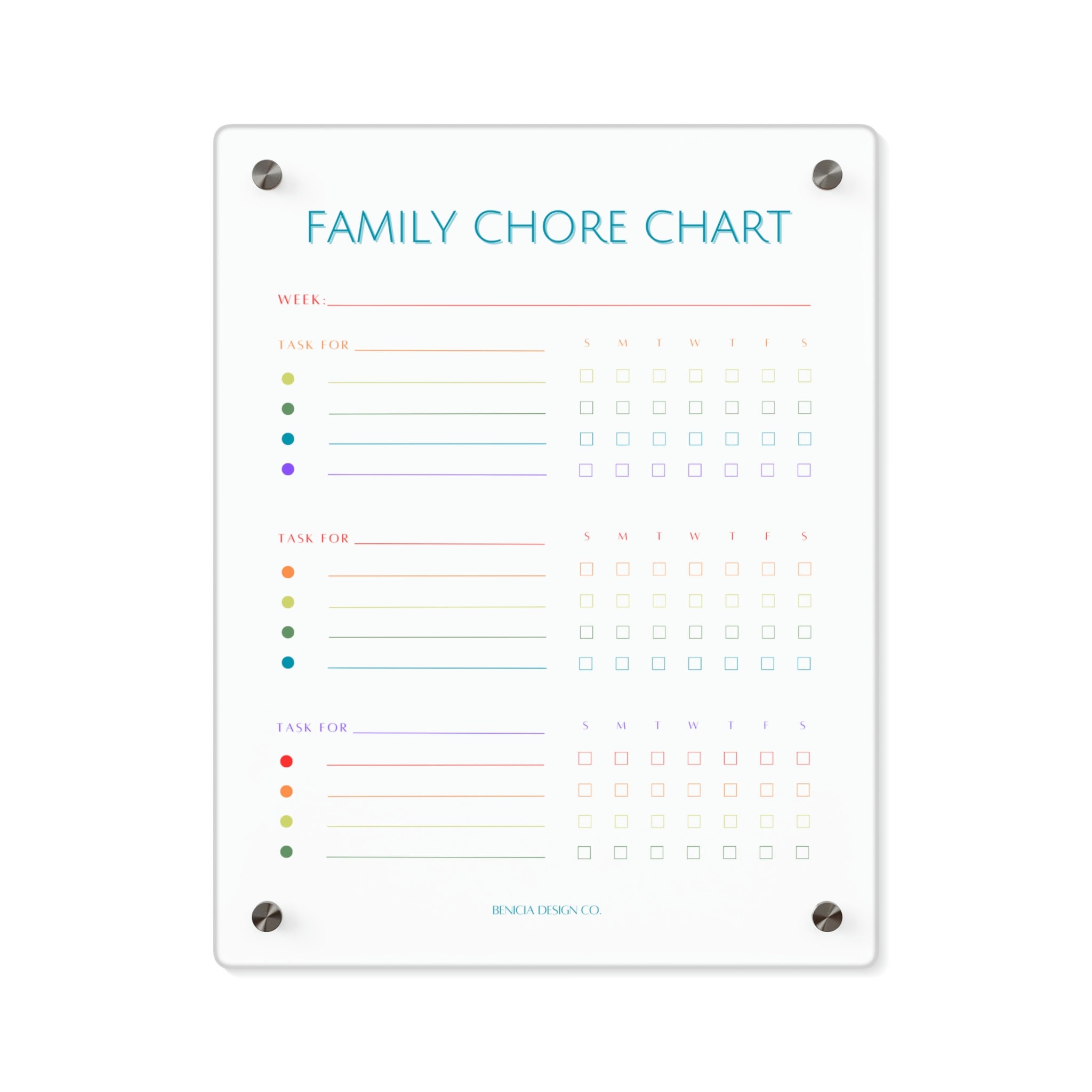 Family Chore Chart Acrylic Wall Panel - Available in Sizes 8"x10" & 11 ...