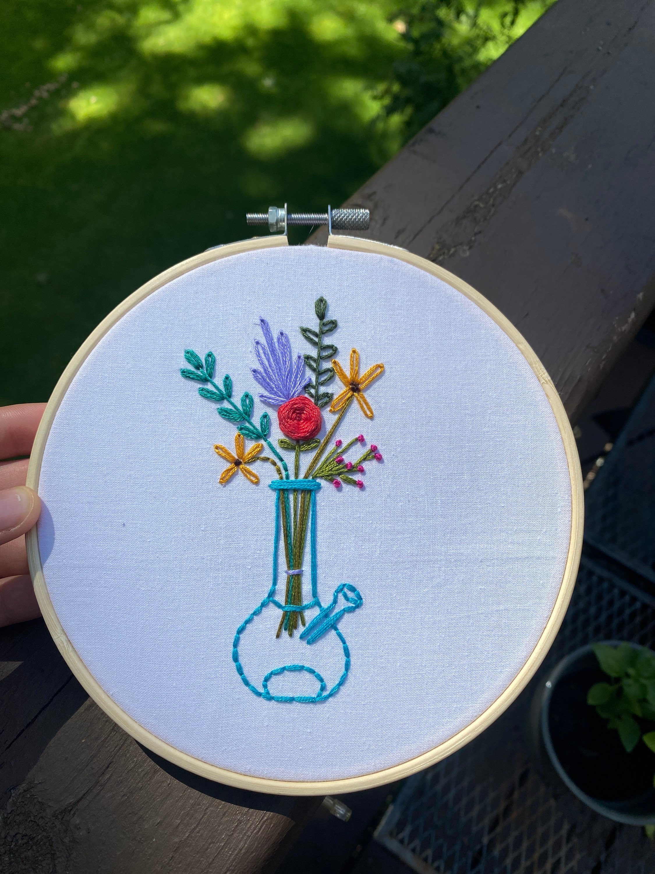 Fiber Arts Embroidery Art & Collectibles Bong Flower Pot Embroidery ...