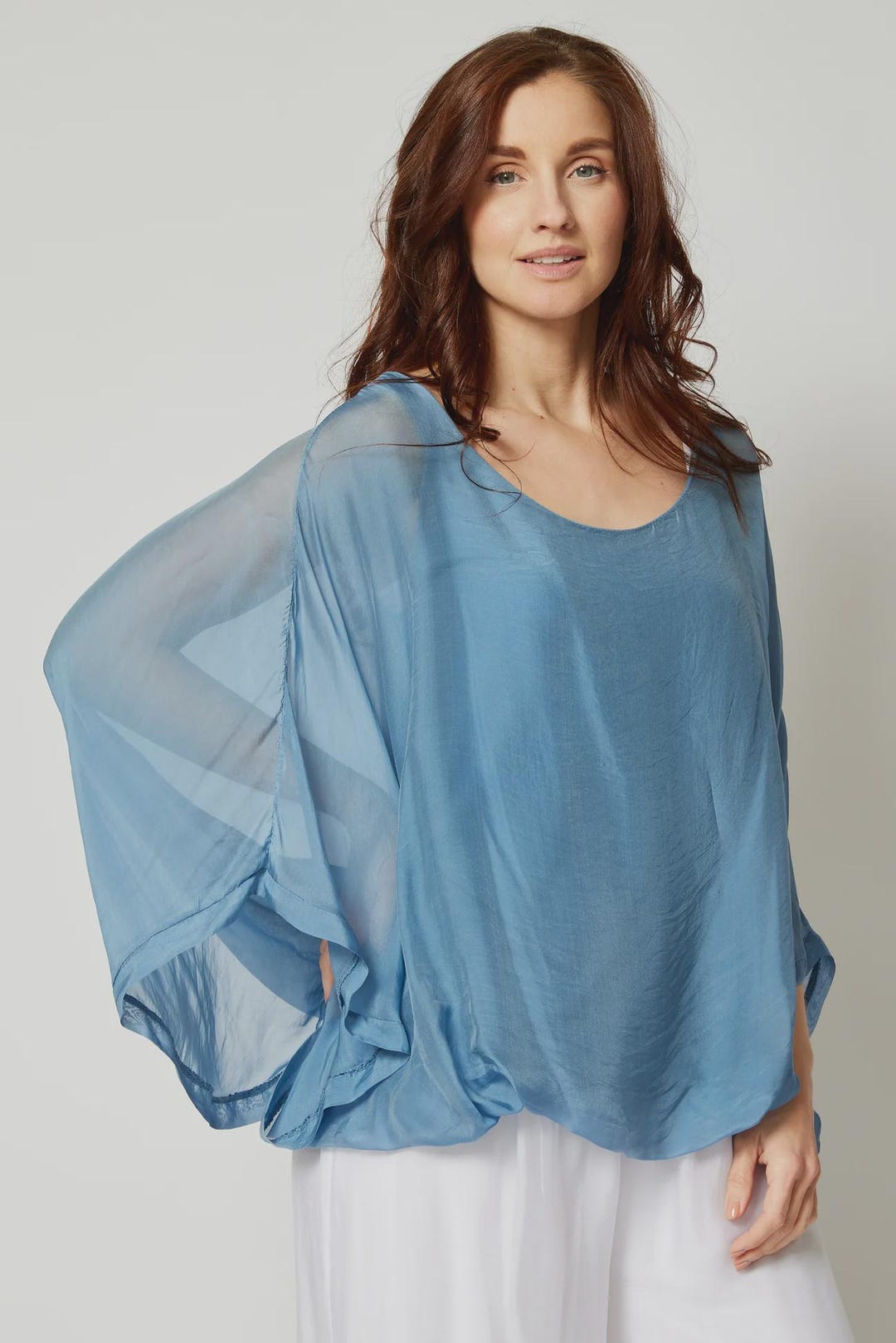 Italian Silk Blend Drape Top – Washable Silk Viscose Blouse With ...