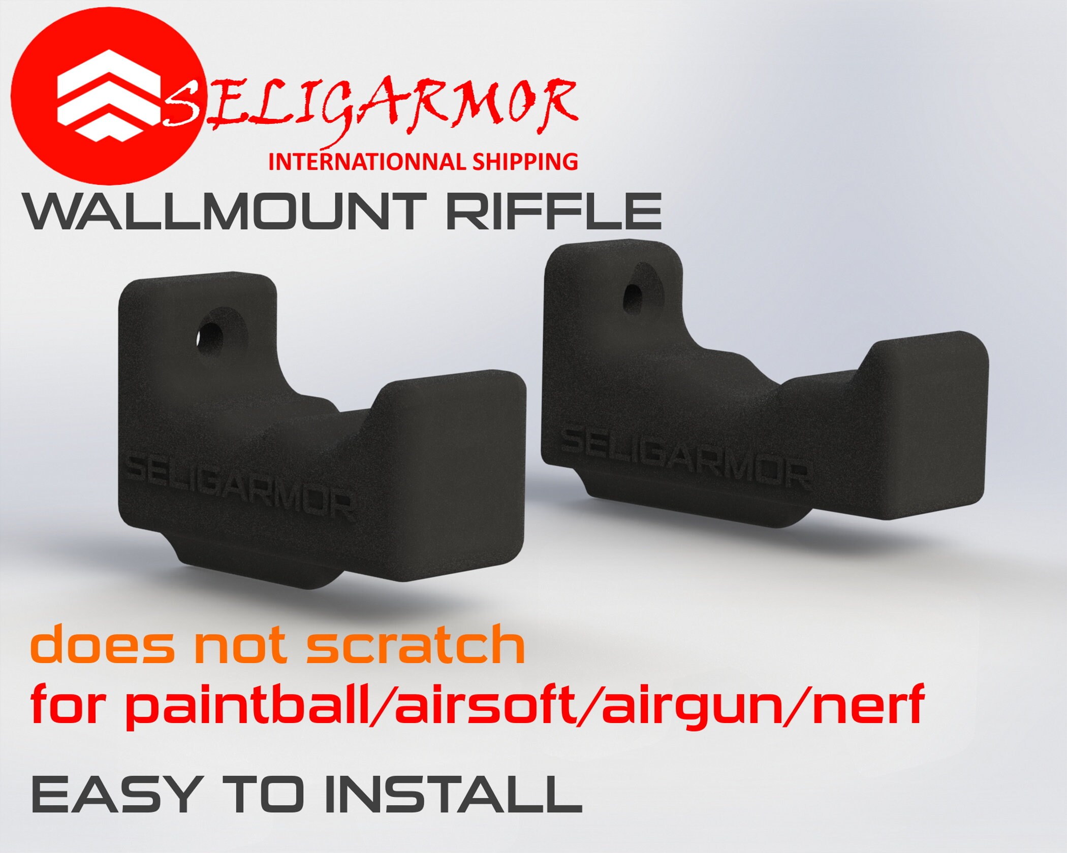 Wallmount Pair Riffle Airgun Airsoft Nerf No Scratch Wall Mount Wall ...
